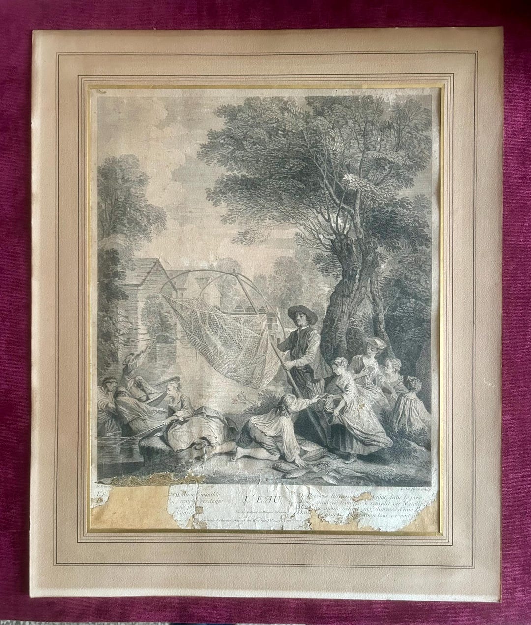 1700s French Painter Nicolas Lancret 1690-1743 Engraving on Paper. Le ...
