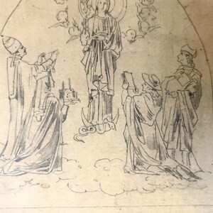 1700s French Ink Drawing on Paper. Architecture Study for Church Fresco ...