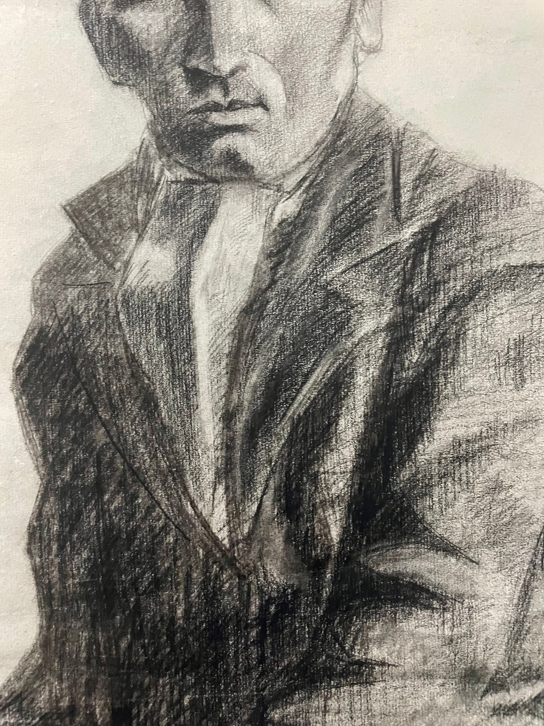 1930s French Large Pencil Drawing. Portrait of a Frenchman - Etsy