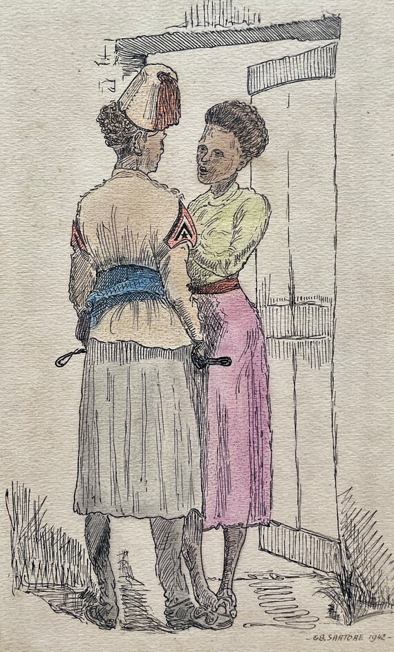 1940s Italian Colonial Ink Drawing on Paper. Africa. Italian - Etsy