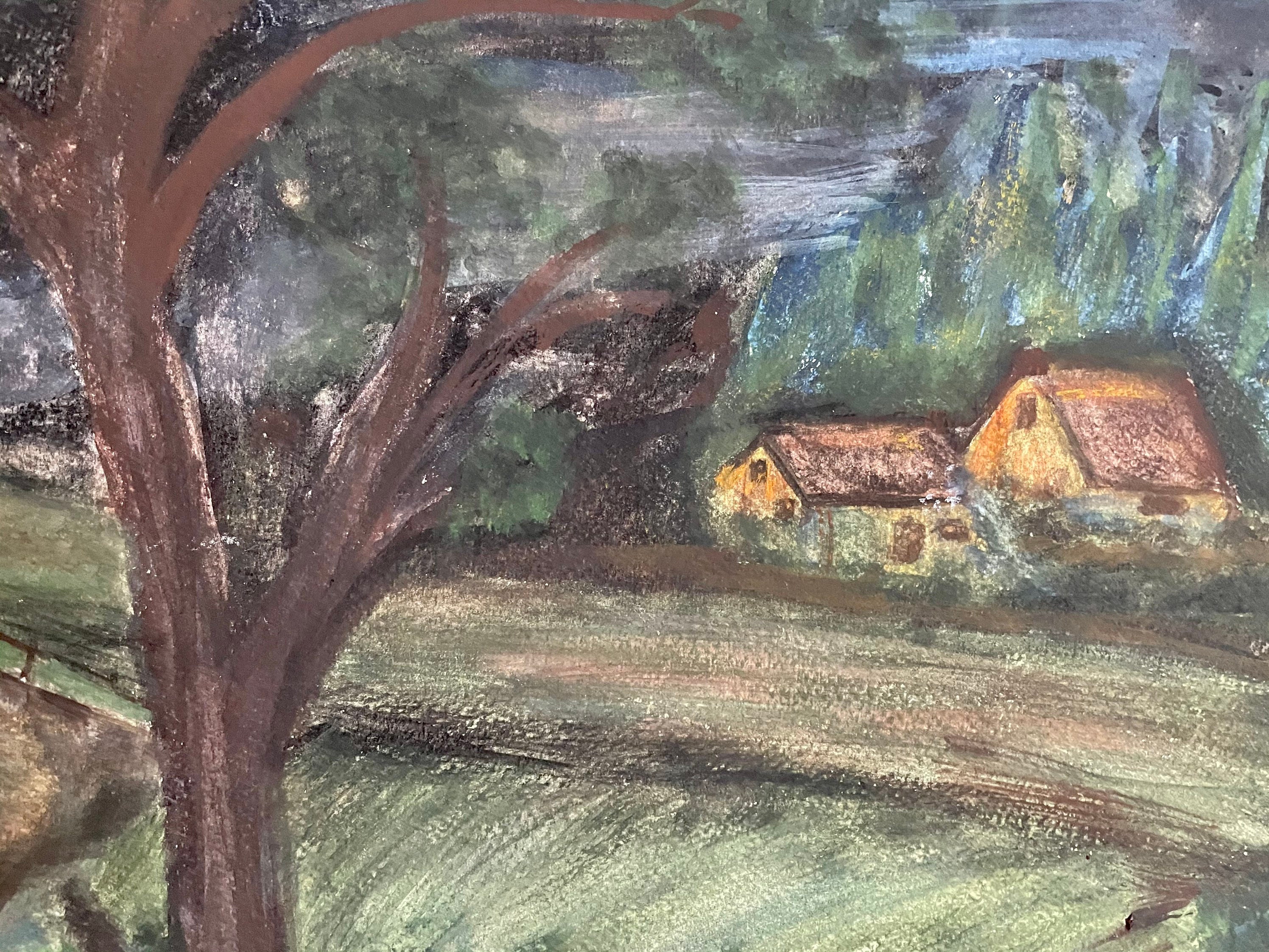 1940s French Pastel Painting on Paper | Etsy