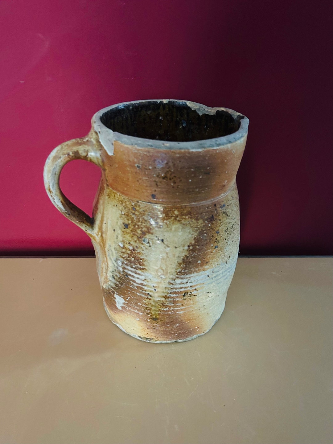 1800s French Antique Sandstone Jug. Southern France Pottery. Farmhouse ...