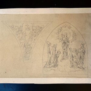 1700s French Ink Drawing on Paper. Architecture Study for Church Fresco ...