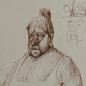 1960s French Vintage Sepia Ink Drawing on Paper. Grotesque Surrealist ...