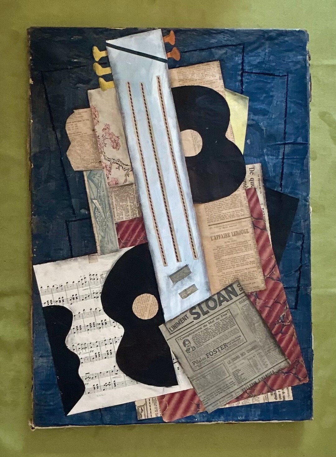 1930s French Cubism Collage Painting/canvas Cubist Composition, Guitar ...