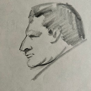 1930s French Pencil Graphite Drawing on Paper. Frenchman Portrait. - Etsy
