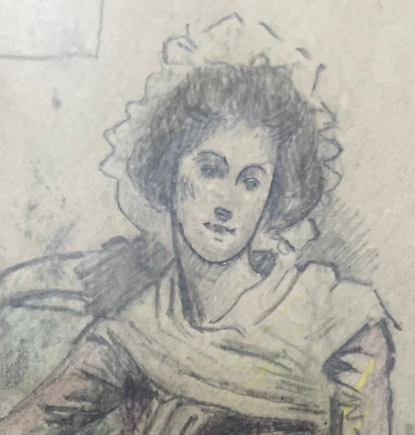 1860s French Old Master Antique Pencil Drawing. Young Woman - Etsy