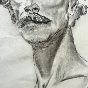 1910s French Charcoal Drawing. Portrait of a Frenchman With Mustache ...