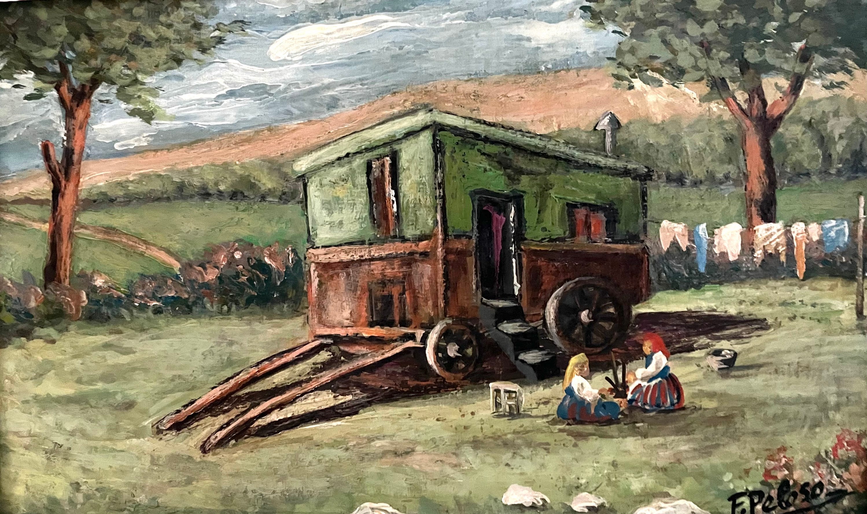 1920s French Oil Painting on Panel. Gypsy Camp in Southern | Etsy