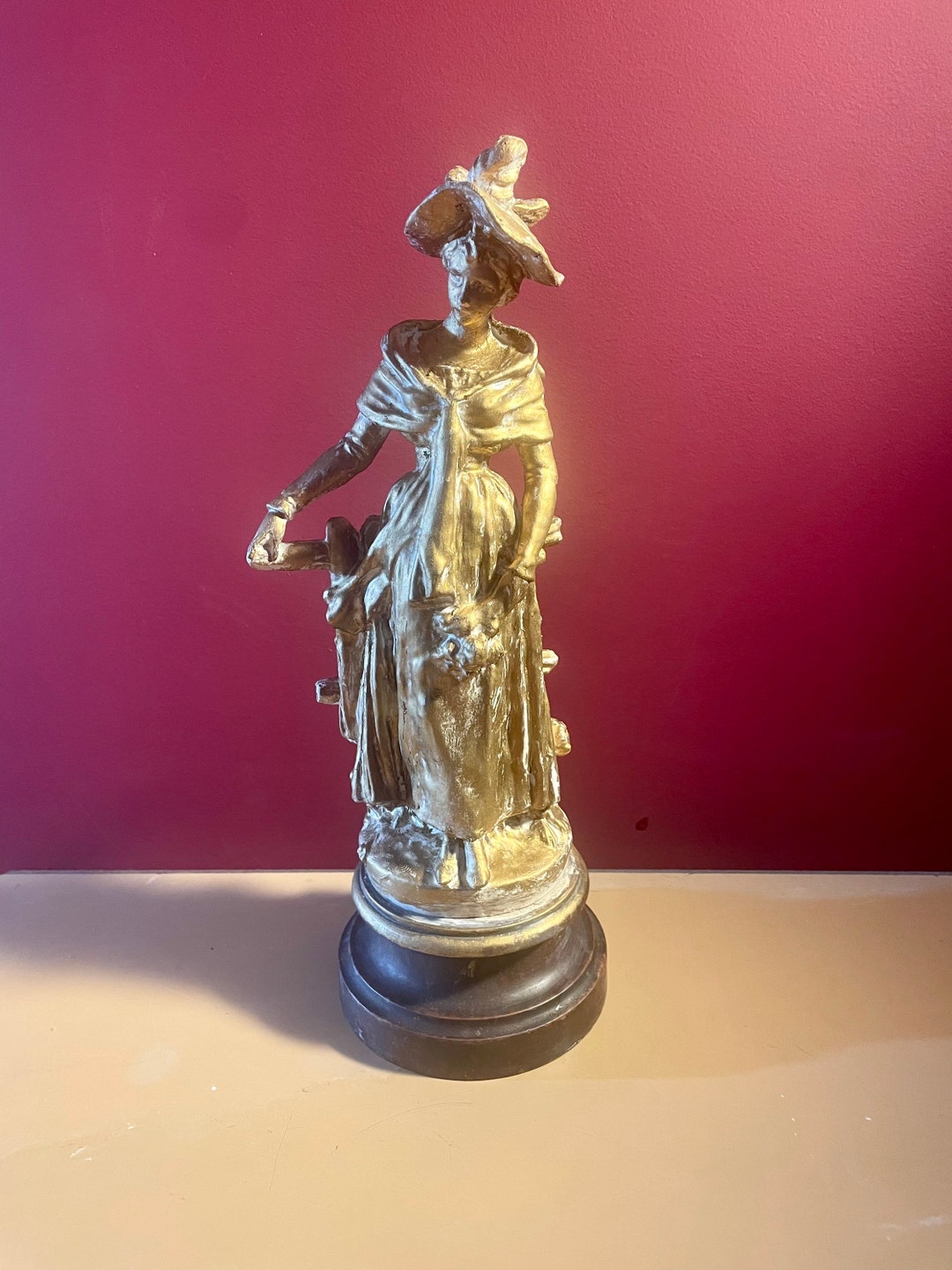 1910s French Art Nouveau Regulus Statue. Young Woman Wearing Hat. - Etsy