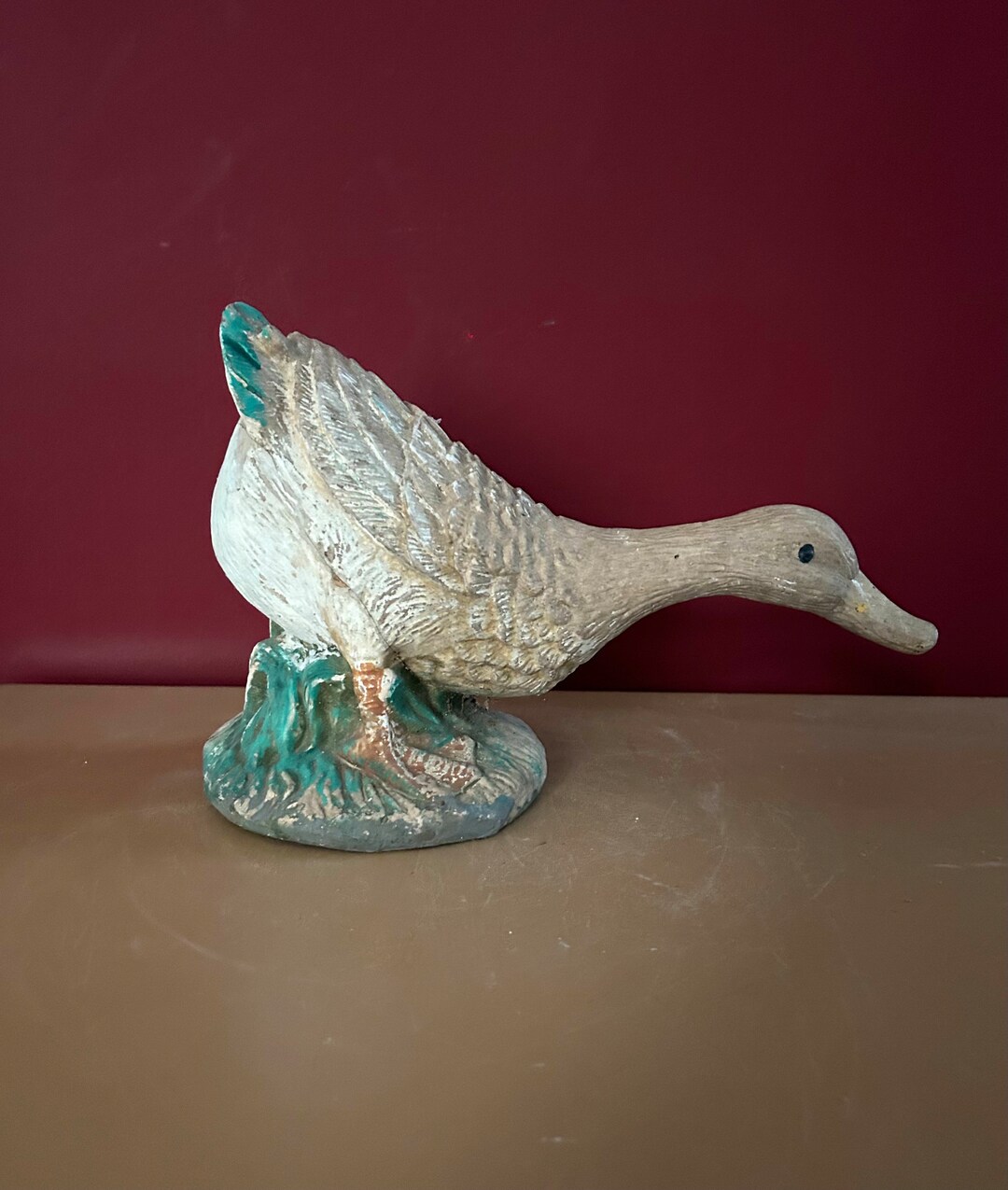 1940s French Plaster Sculpture of Duck. Farmhouse Decor. Cottage ...