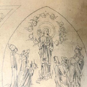 1700s French Ink Drawing on Paper. Architecture Study for Church Fresco ...