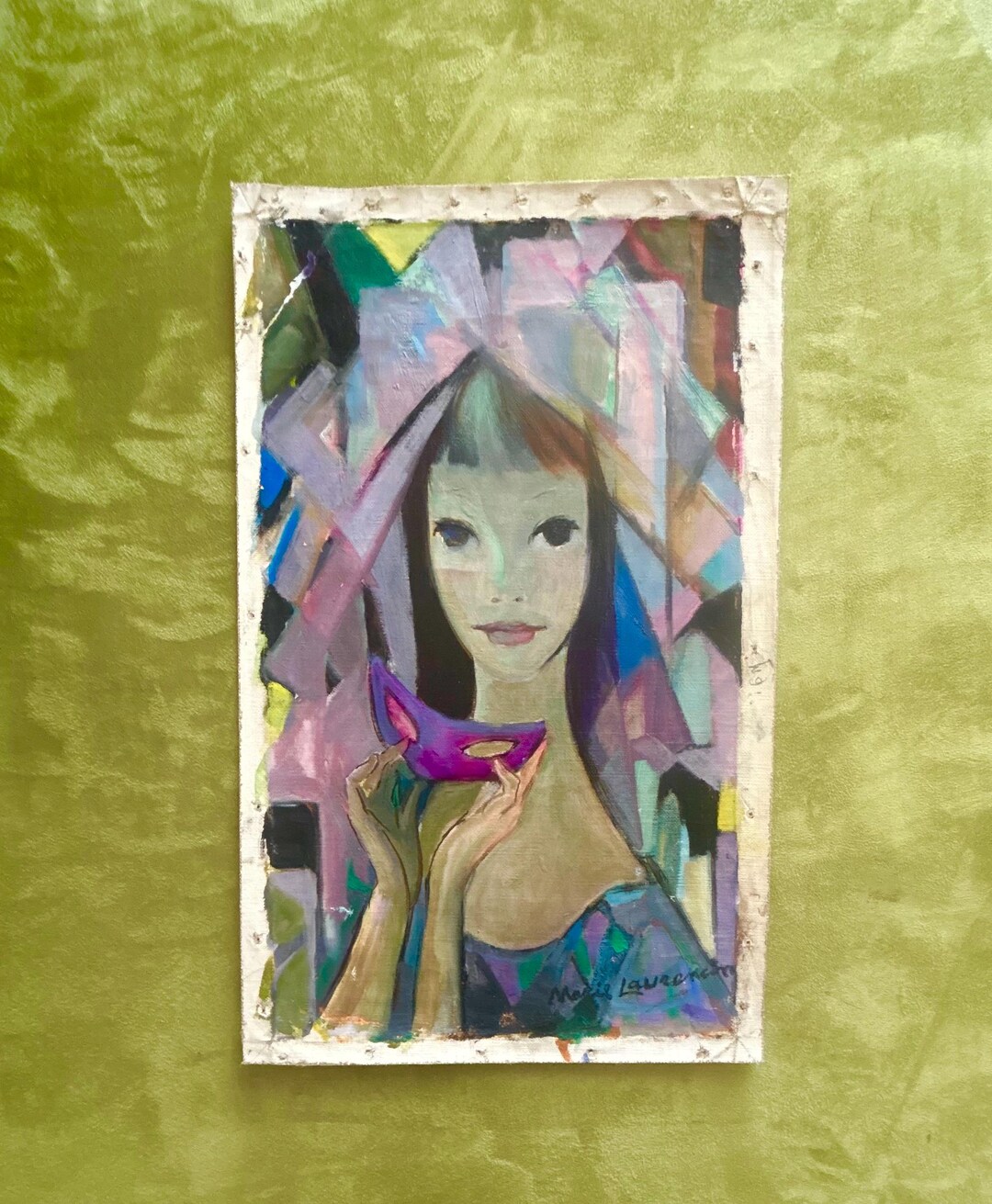 1950s French Cubism Oil Painting on Canvas. Signed Marie Laurencin ...