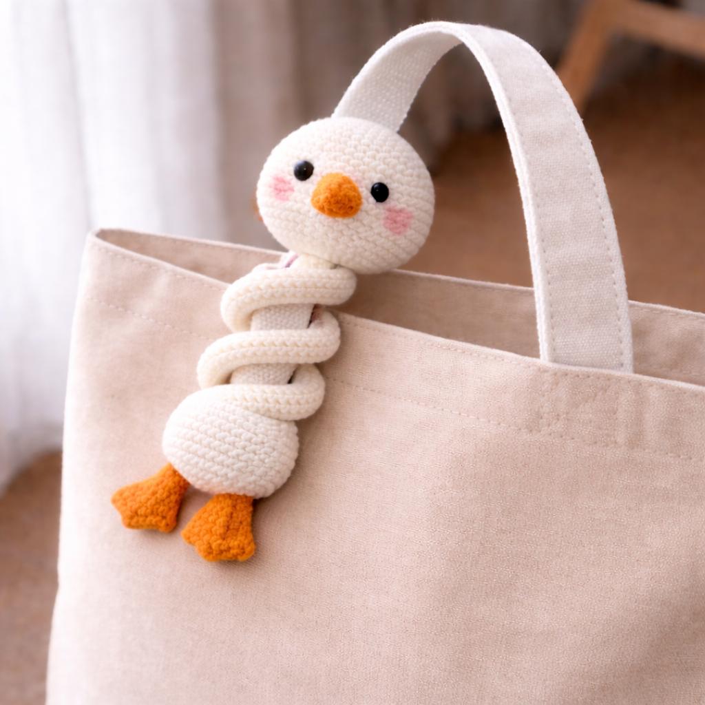 Long Neck Goose Bag Charm, Crochet Goose Keychain, Handmade Amigurumi ...