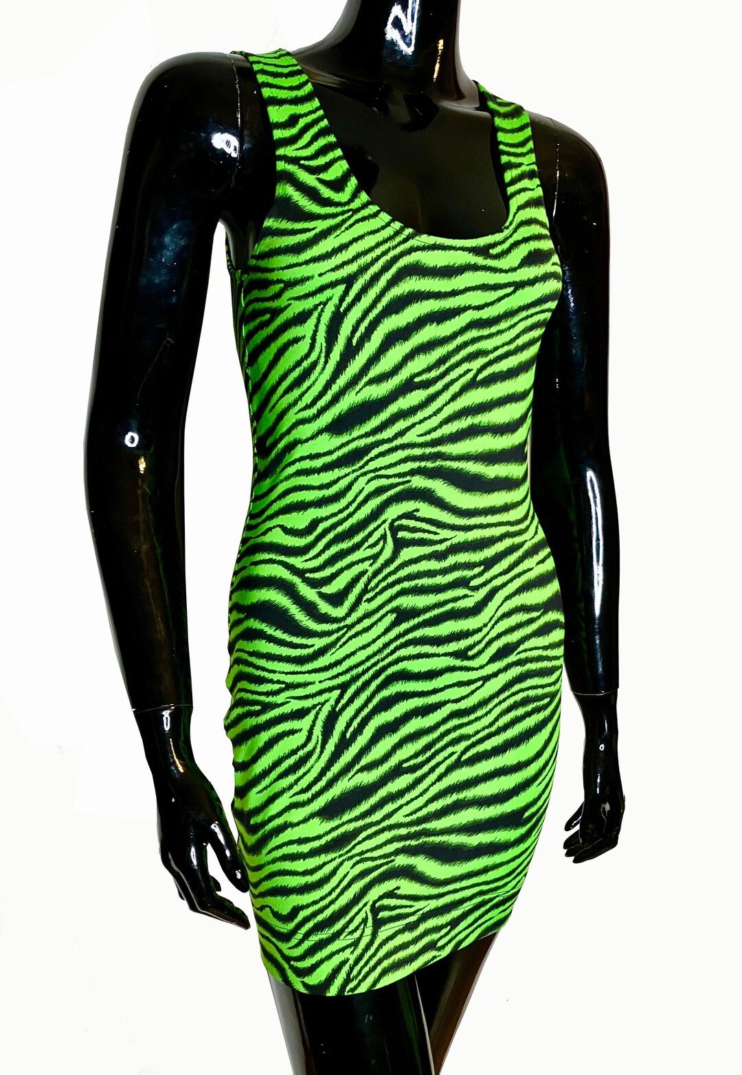 Neon Green Zebra Dress - Etsy