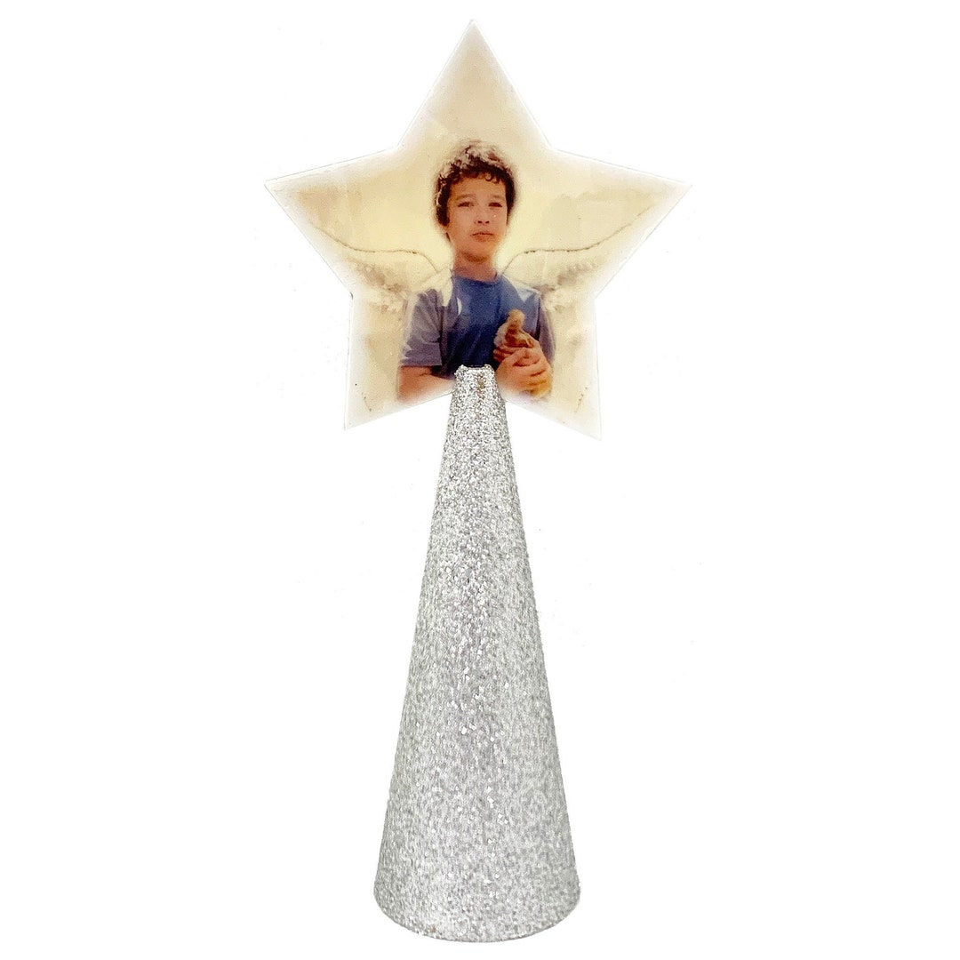 CUSTOM Tree Topper - White Star - on Silver Glitter Base - Etsy