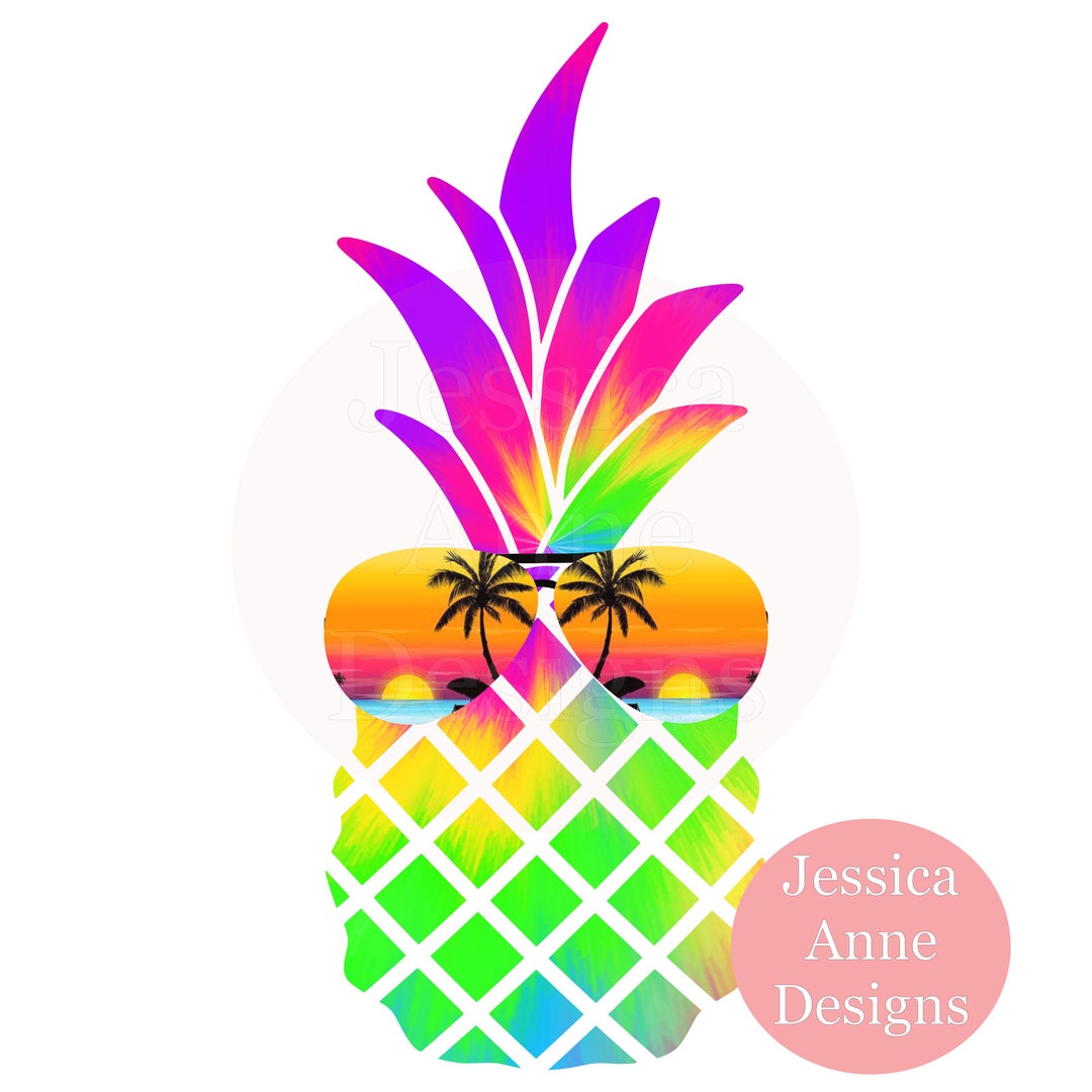 SUMMER PINEAPPLE Beach Sunglasses Tie Dye PNG Sublimation Instant ...