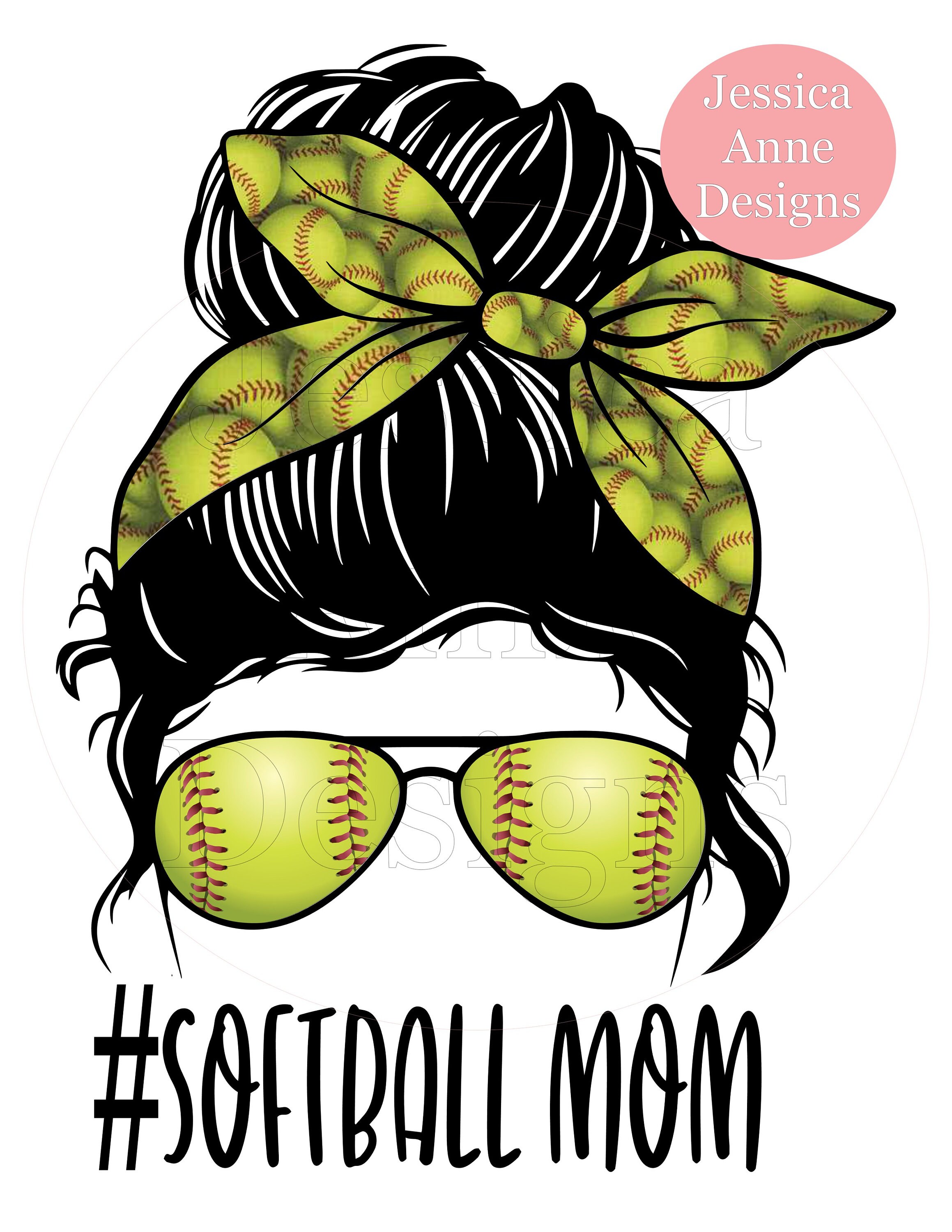 Softball Mom Life Messy Bun Headband Glasses Png Sublimation Etsy Uk
