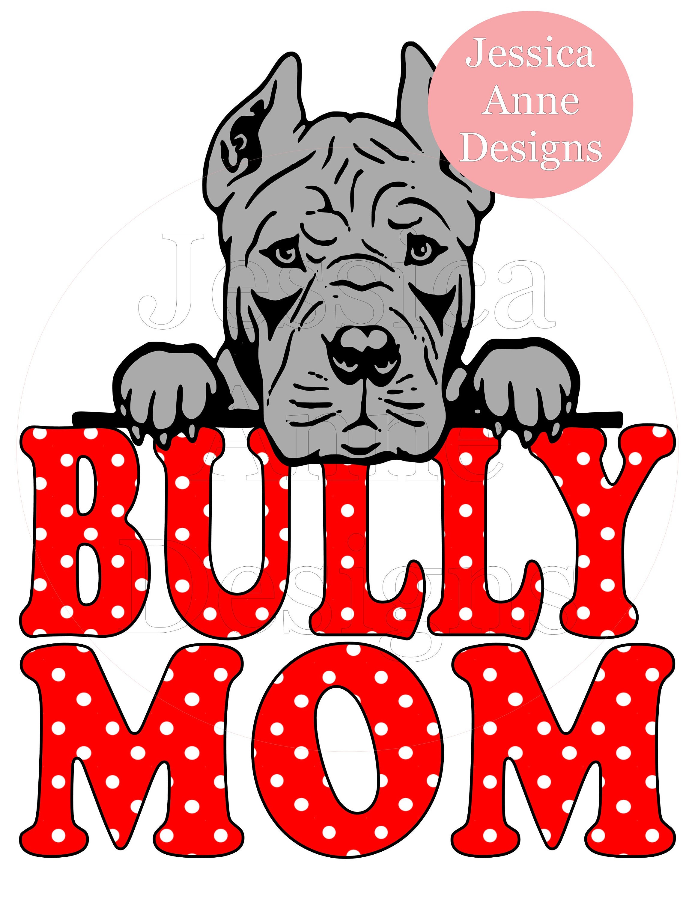 American Bully Mom Red With White Polka Dot PNG Sublimation | Etsy