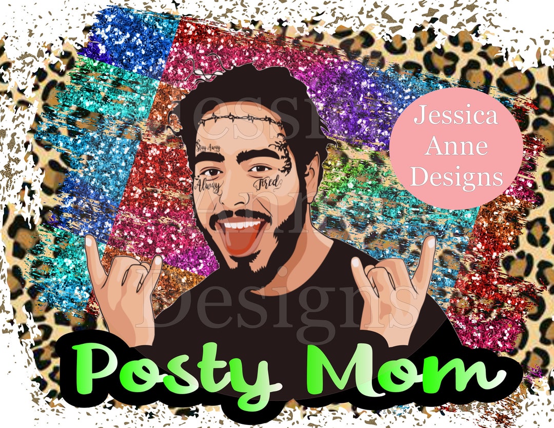 Posty Mom Rainbow Glitter Leopard Background Post Malone PNG ...
