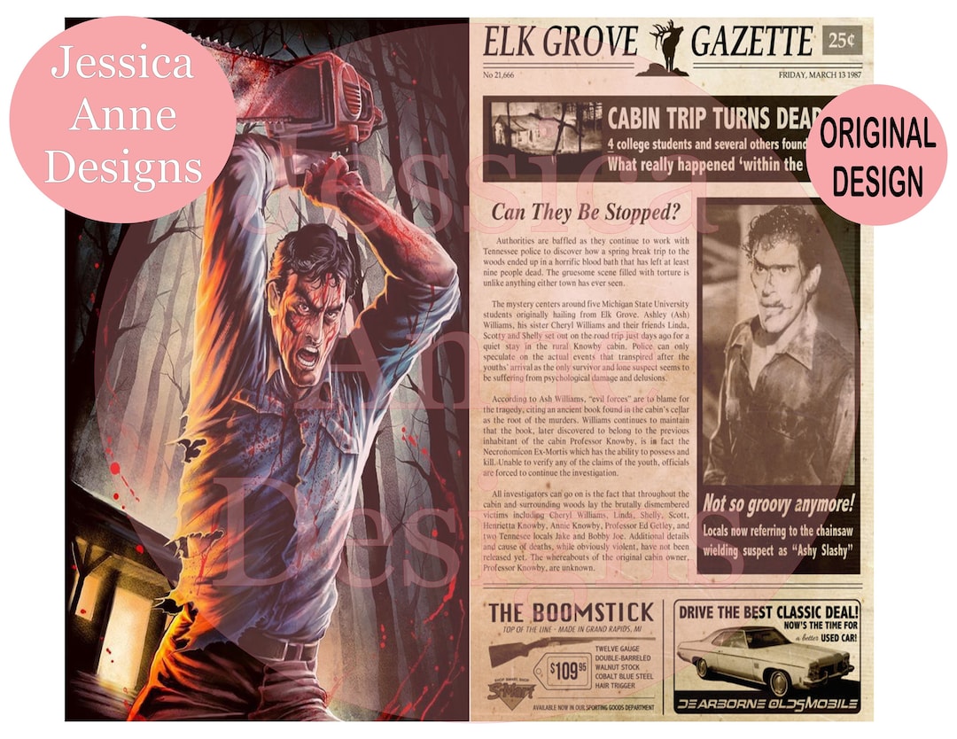 EVIL DEAD NEWSPAPER Split Tumbler/ Horror/ash/ Skinny Straight 20oz ...