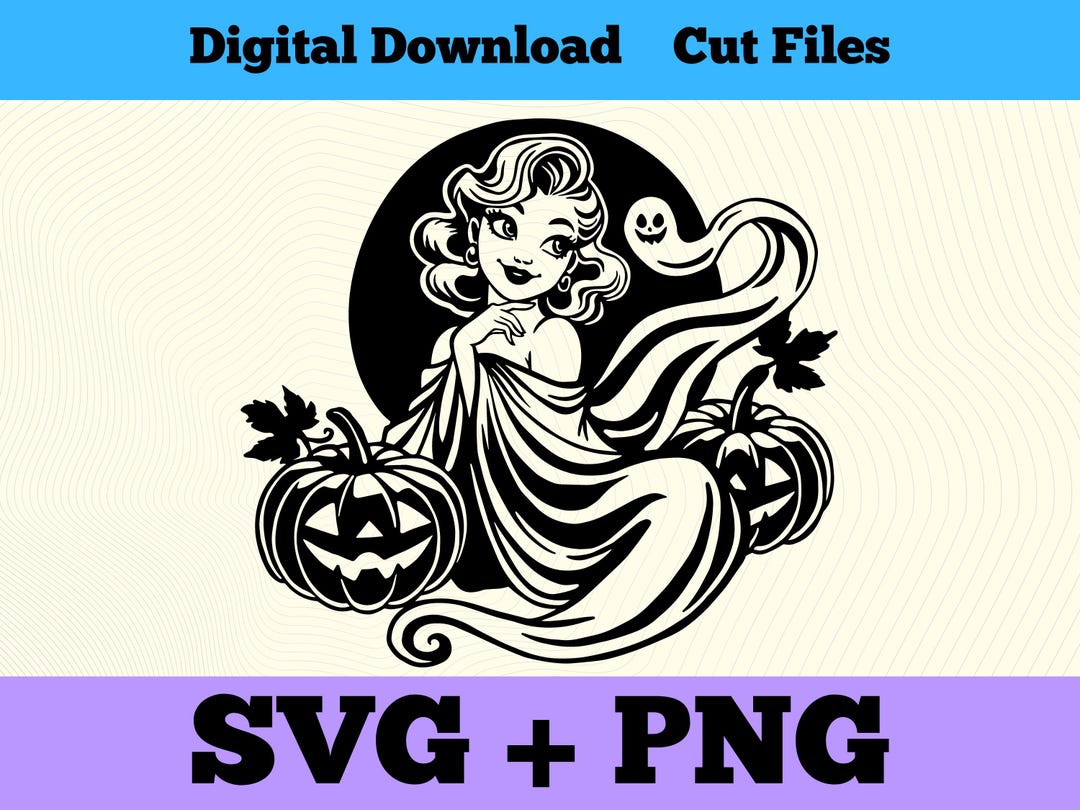 Witch and Her Ghost Wisp SVG PNG, Cut File Halloween Decal - Etsy