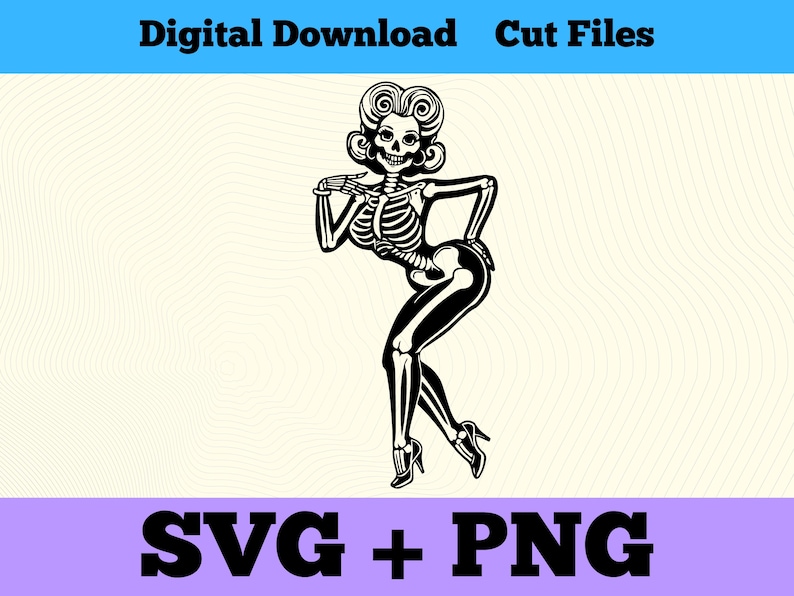 1950s Pinup Skeleton Woman SVG PNG, Cut File Halloween Decal - Etsy