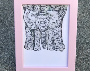 Baby elephant print | Etsy