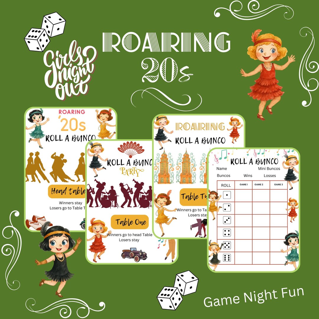 Flapper Bunco Score Sheet Printable, Roll a Bunco Game Night Digital ...