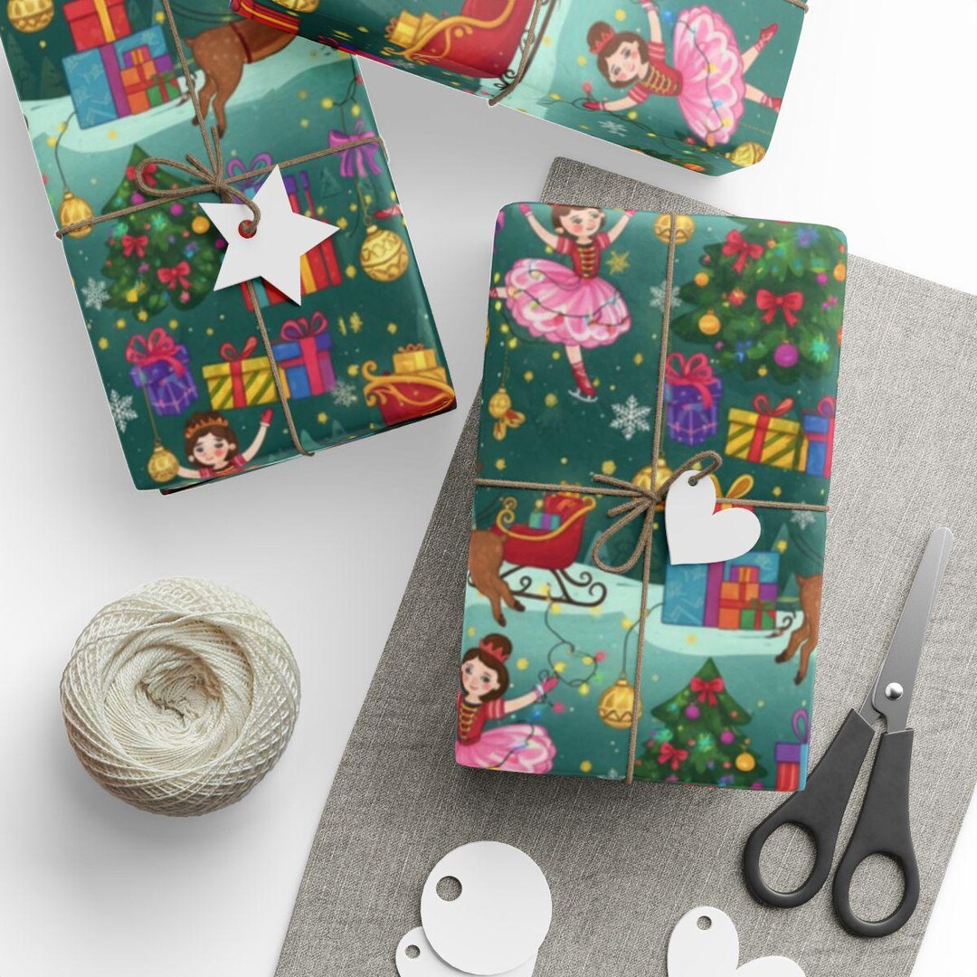 Ballerina Christmas Wrapping Paper, Nutcracker Holiday Gift Wrap ...