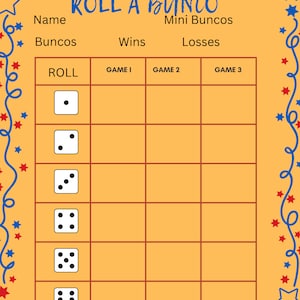 Bunco 4th of July Scorecard | Bunco Score Card | Foldable Table Tent ...