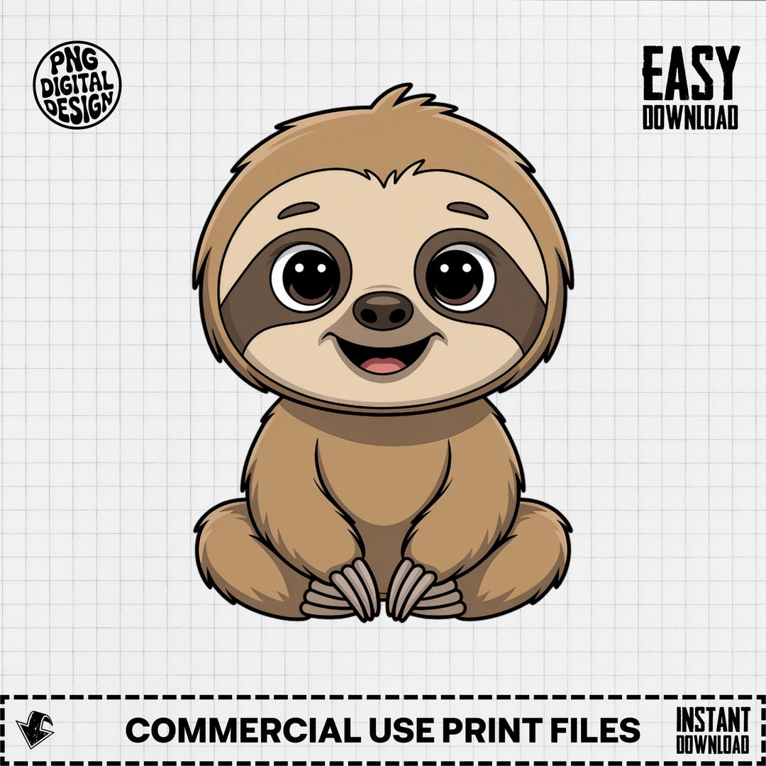 Baby Sloth Clipart, Cute Baby Animal Clipart, Baby Nursery Clipart ...