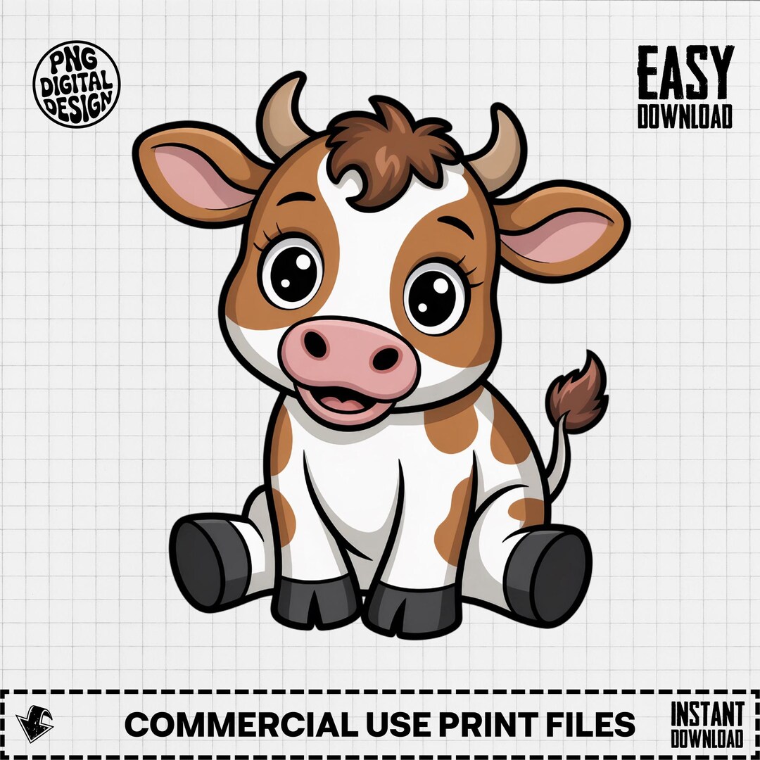 Baby Cow Clipart, Cute Baby Animal Clipart, Baby Nursery Clipart, Farm ...