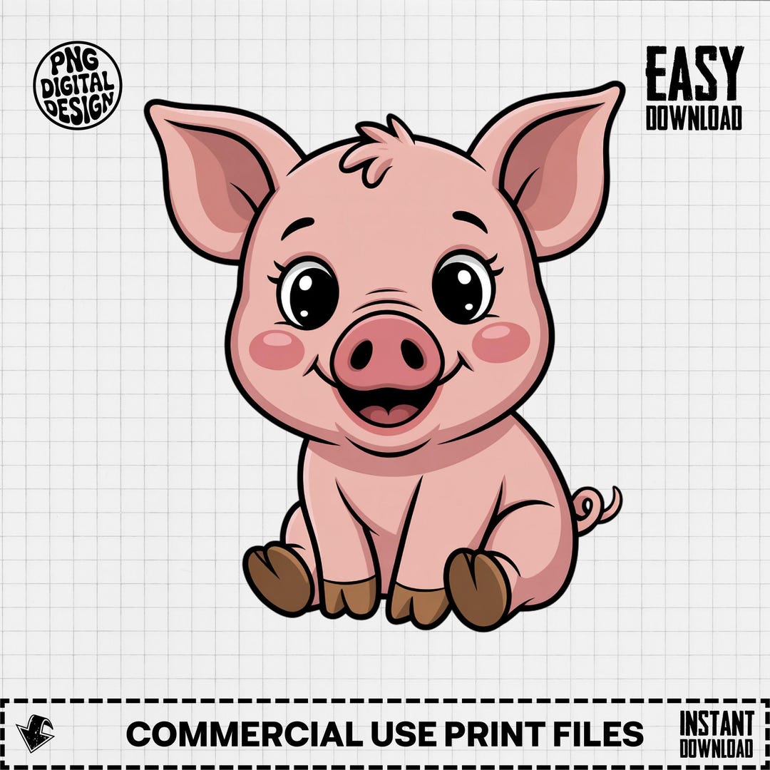 Cute Baby Pig Clipart, Nursery Decor (PNG) - Etsy