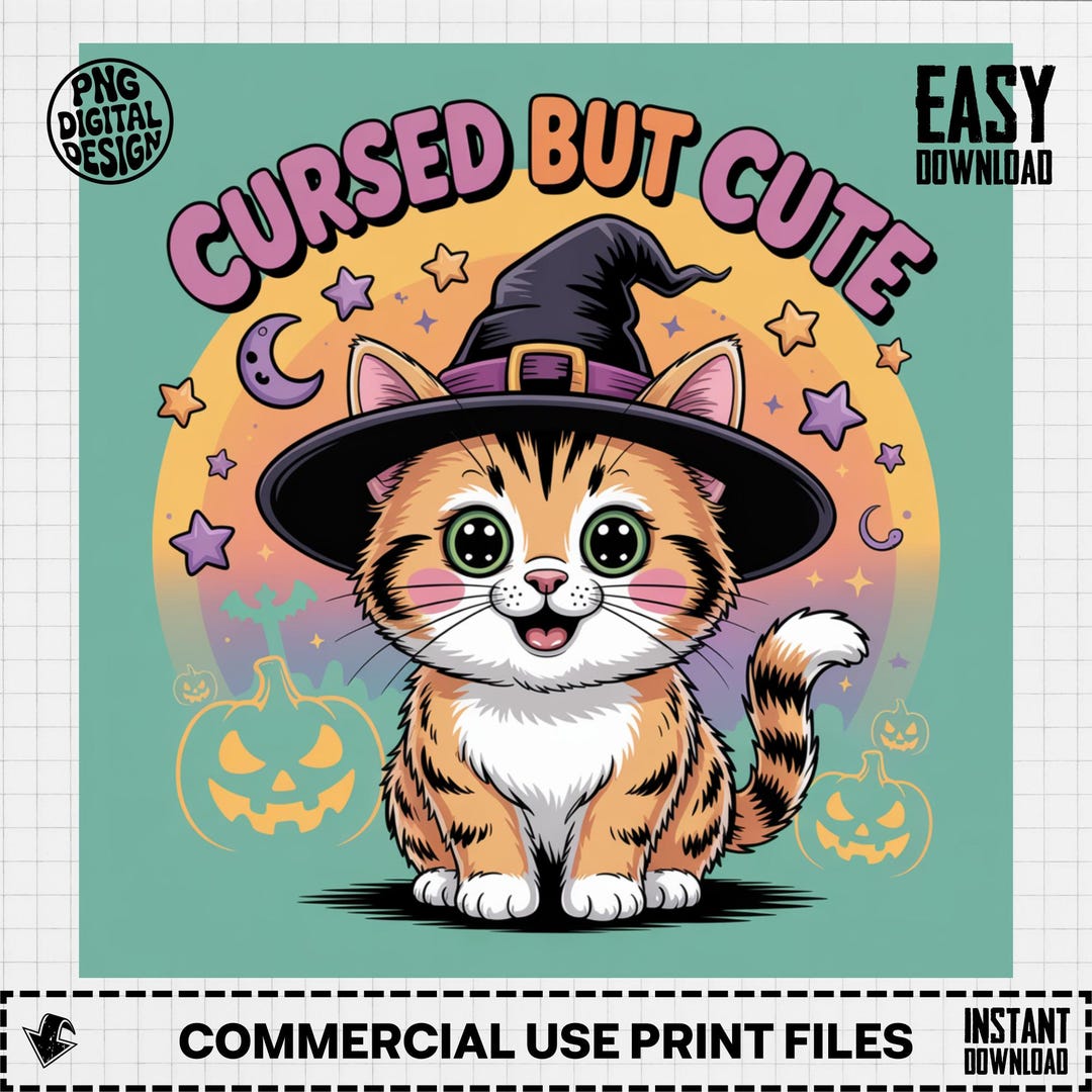 Halloween Cat Clipart, Cute Witch Cat Clipart, Halloween Nursery, Witch ...