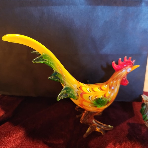 Hand Blown Glass Rooster - Etsy