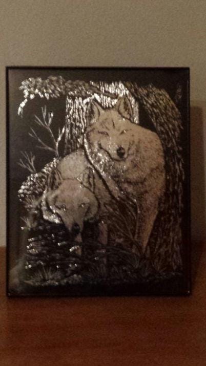 Wolves in Trees -8 X 10 Silver Foil Art - Etsy