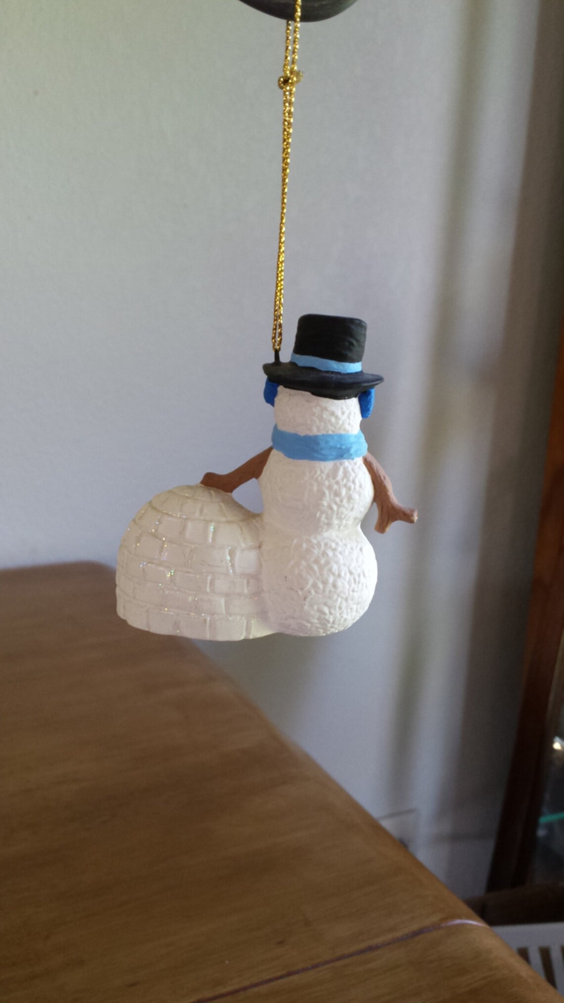Ceramic Snowman With Igloo and Penguin Ornament (#528) - Etsy