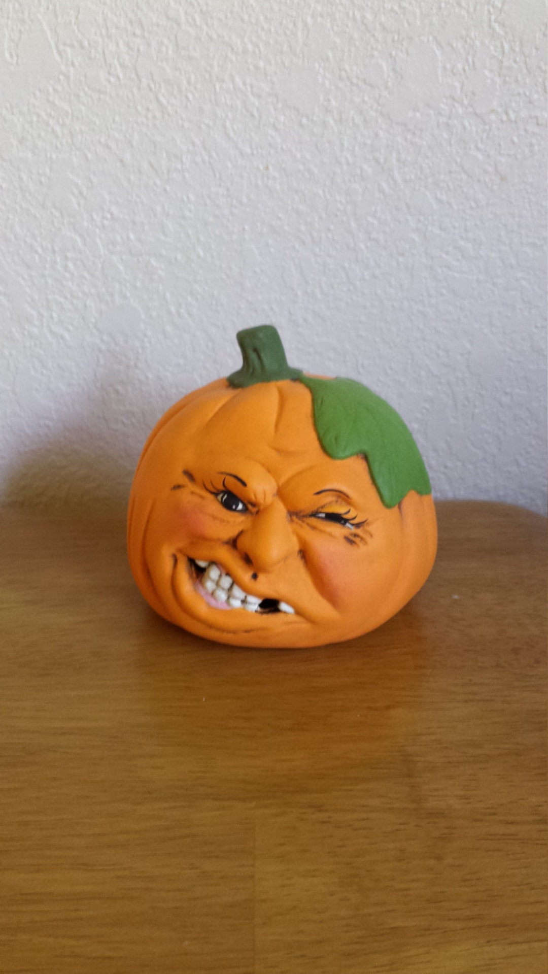 Ceramic Medium Pumpkin -round With Face (#362) - Etsy