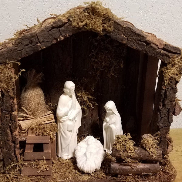 Ceramic Nativity Set With Stable - Etsy