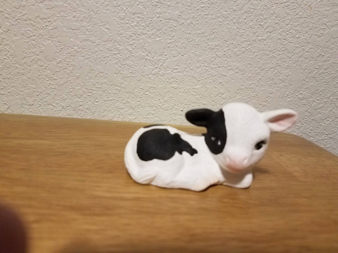 Ceramic Calf Laying Down With Head Down - Holstein(#262) - Etsy