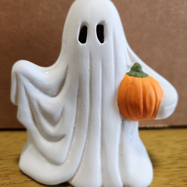 Ceramic Small Ghost With Pumpkin - Etsy