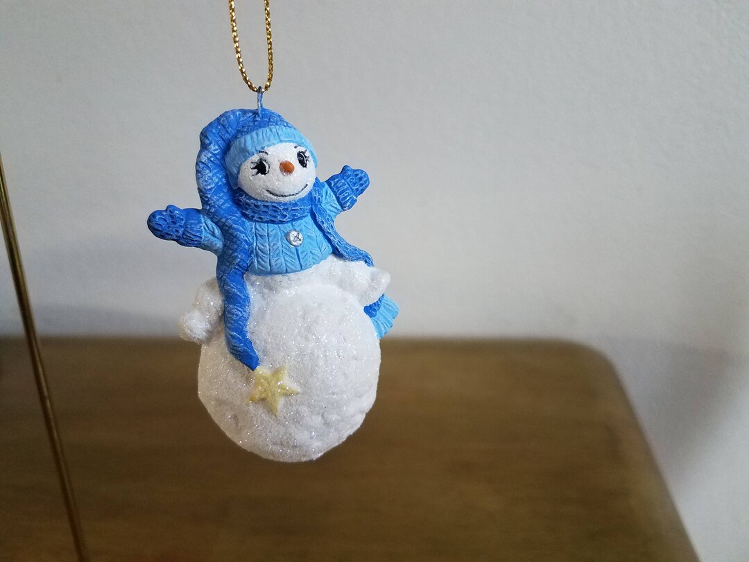 Ceramic Snowkid With Carrot Nose Sitting on Snowball Ornament(#1017) - Etsy