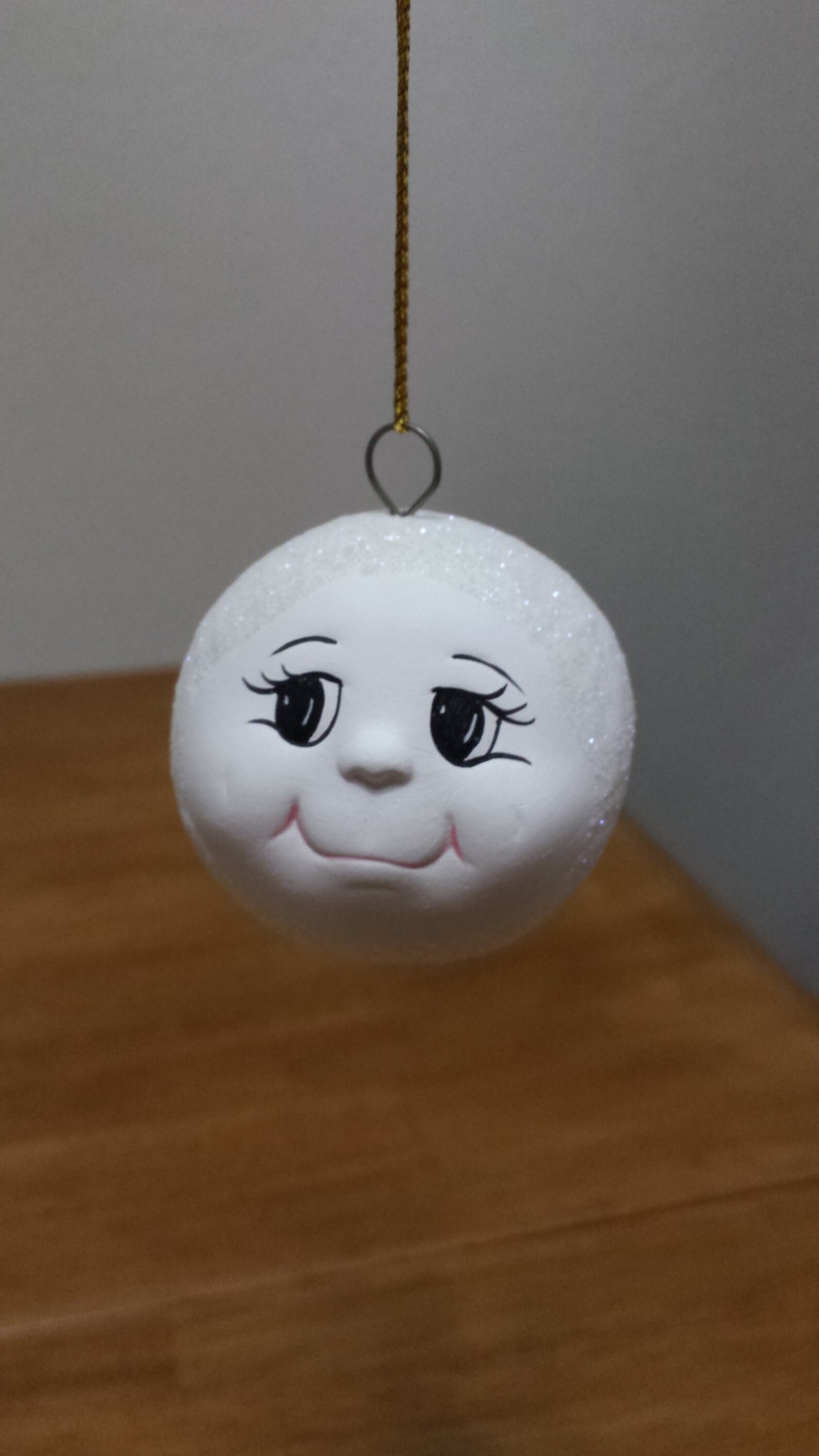 Ceramic Snowball With Face With a Cute Smile Ornament(#85c) - Etsy