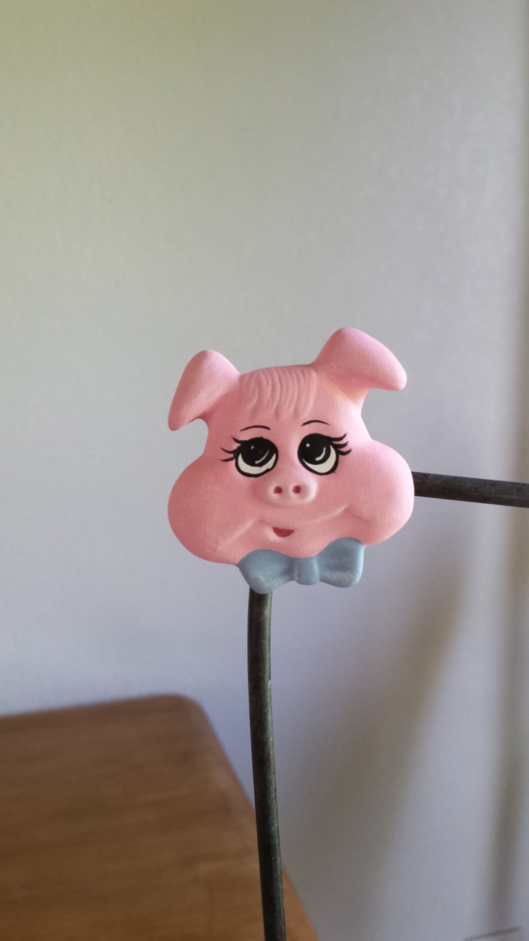 Ceramic Pig Head With Bow Magnet (#621) - Etsy