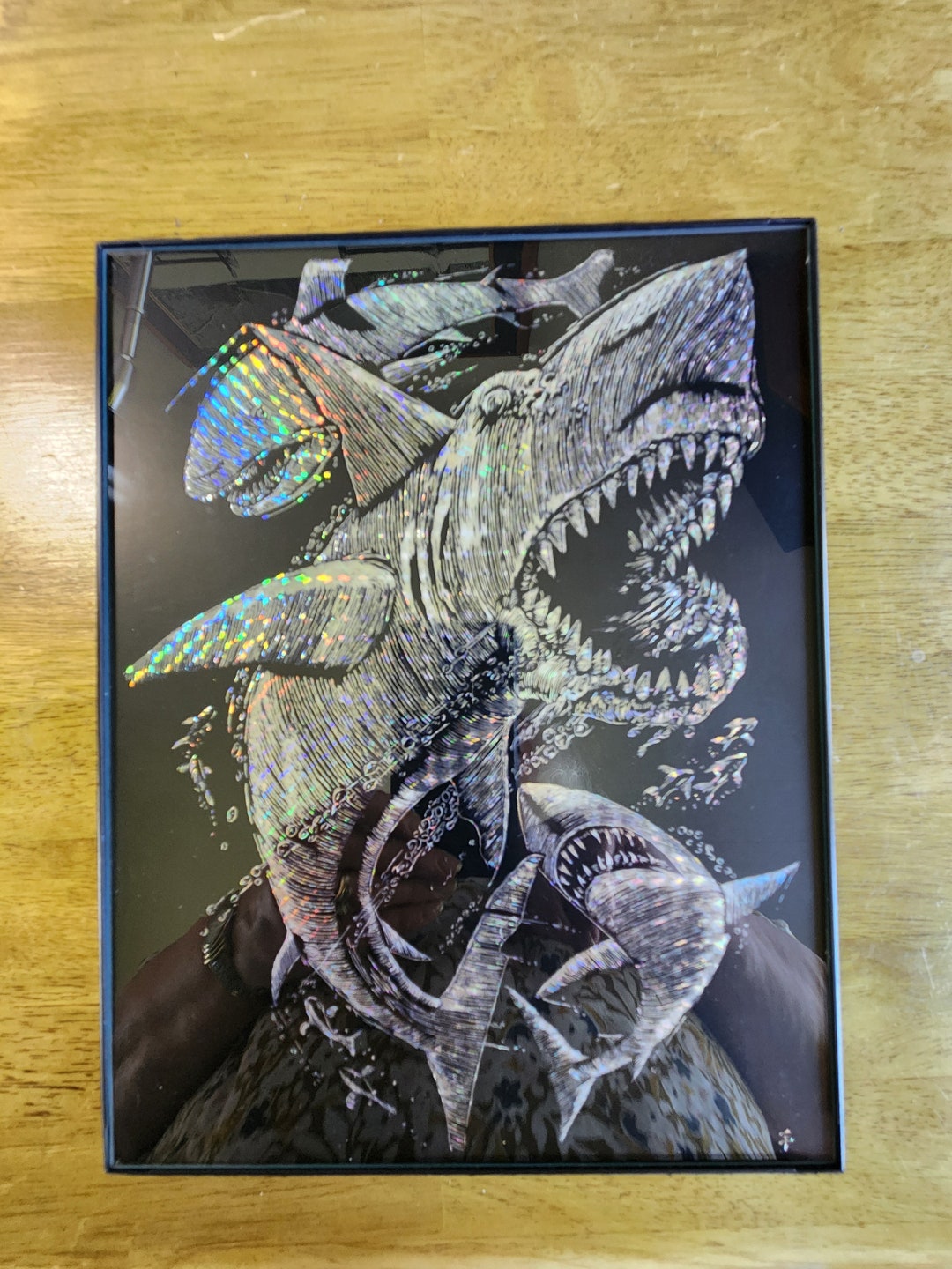 Sharks - Etched Silver Foil Art (800) - Etsy