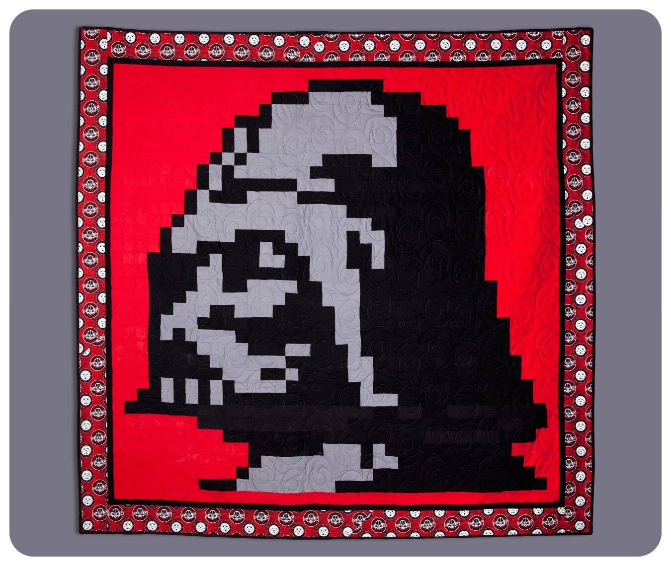Darth Vader Helmet Pixel Star Wars Quilt | Etsy