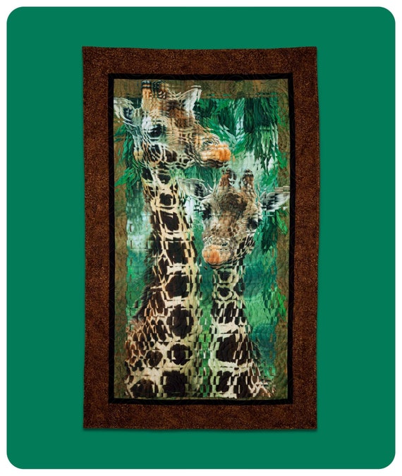 Fractured Panel Quilt Mama and Baby Giraffes 44x70 | Etsy