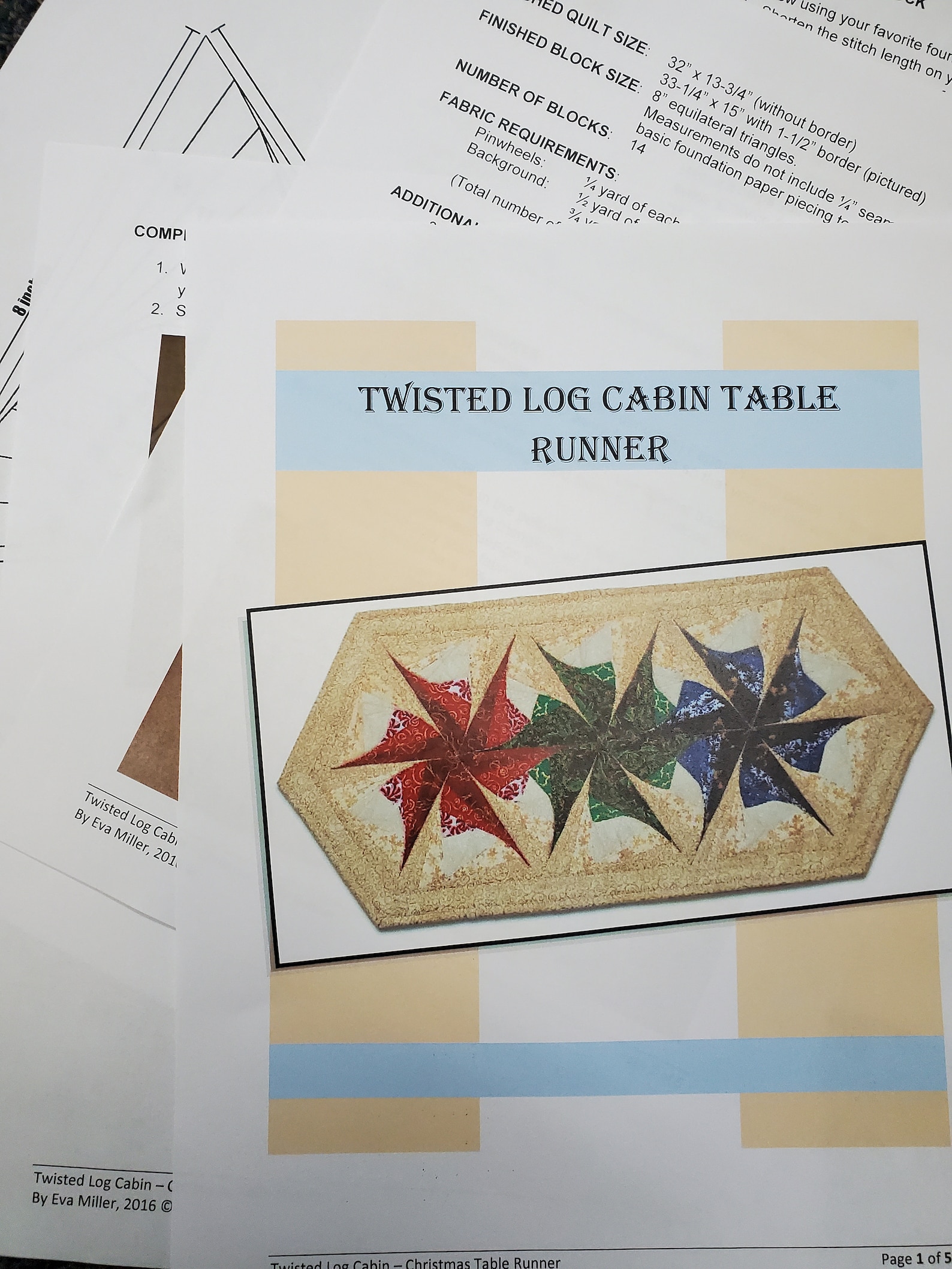 Twisted Log Cabin Table Runner - PDF Pattern - Etsy