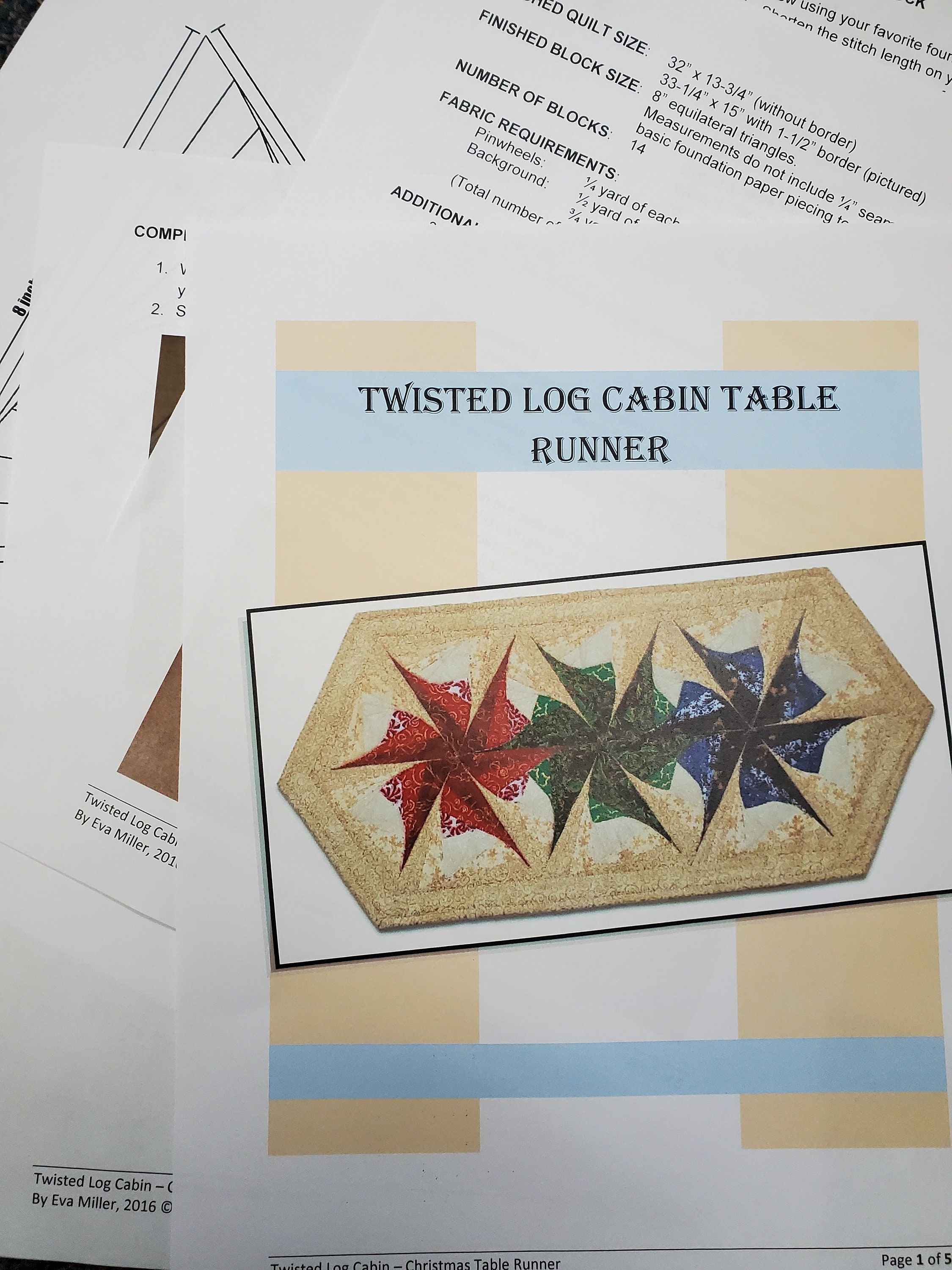 Twisted Log Cabin Table Runner - PDF Pattern - Etsy